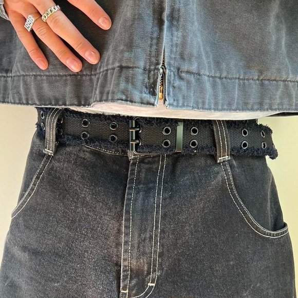 Accessories | 200s Round Studded Fur Frayed Black Grunge Belt | Poshmark